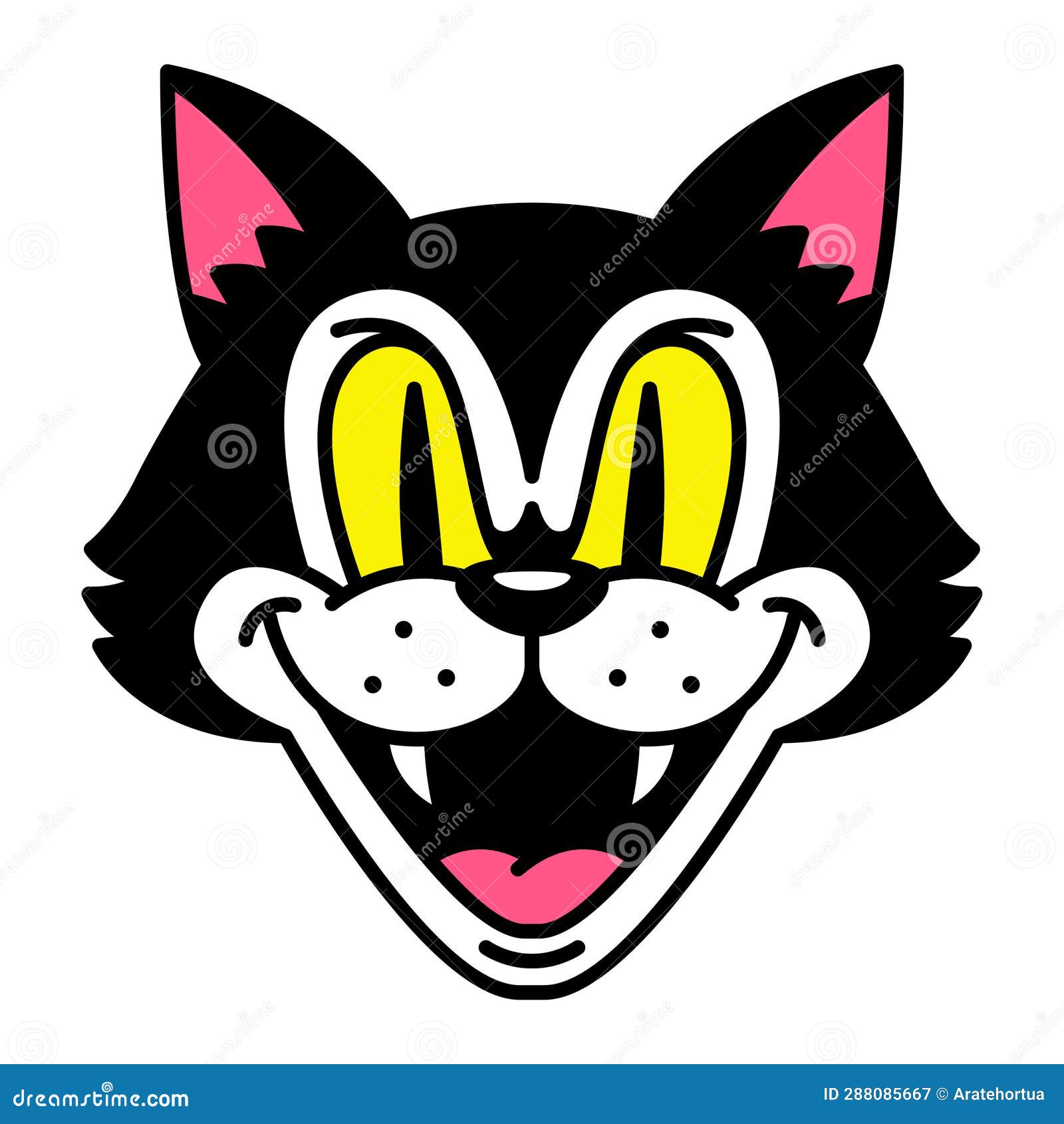 Vector Retro Cartoon Funny Cat Head Isolated Stock Vector ...