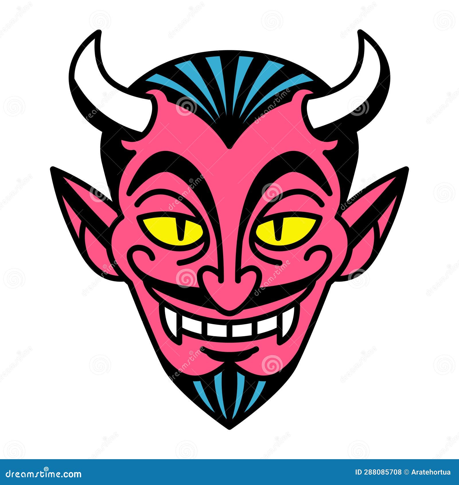 Vector Retro Cartoon Funny Devil Head Isolated Stock Vector ...
