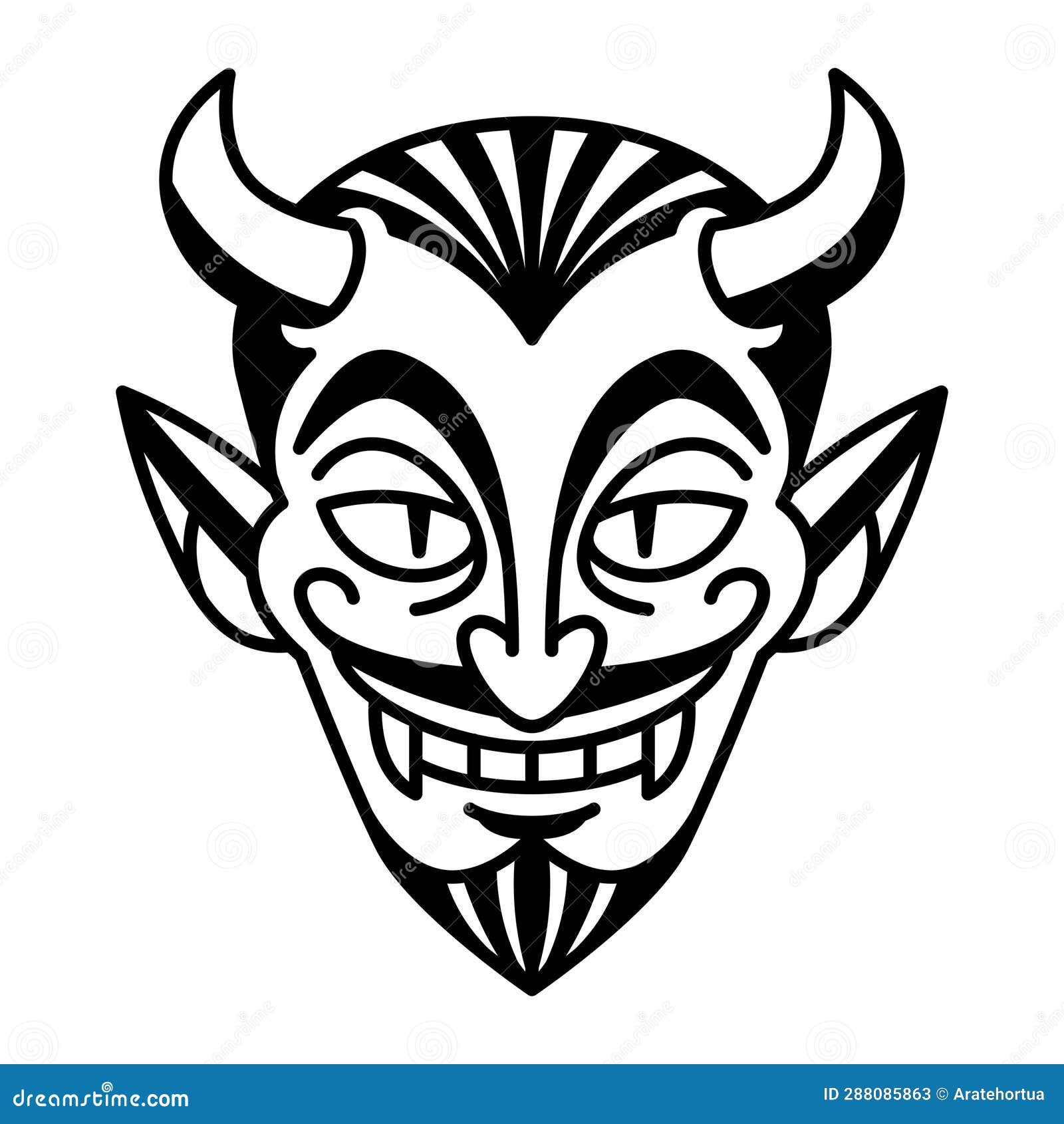 Vector Retro Cartoon Funny Devil Head Isolated Stock Vector ...