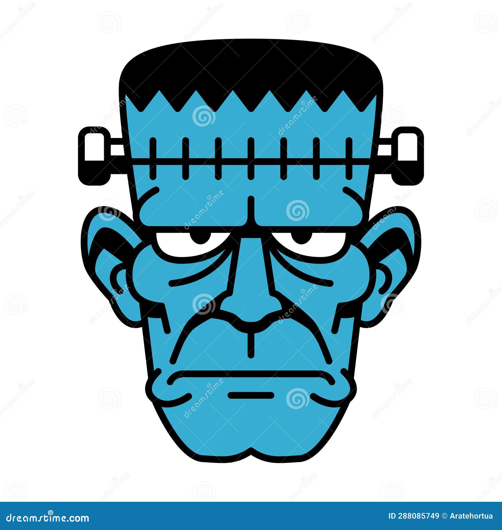 Vector Retro Cartoon Funny Frankenstein Head Isolated Stock Vector ...