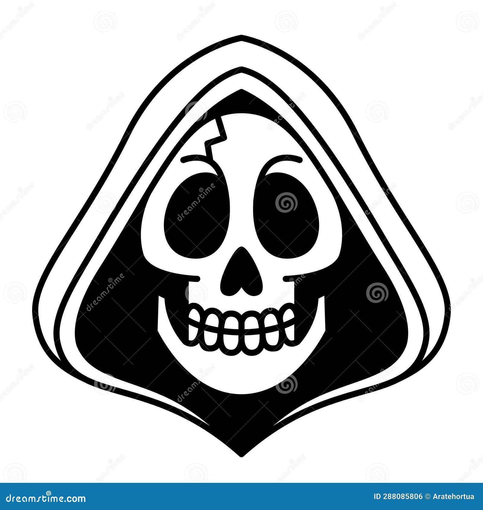 Vector Retro Cartoon Funny Grim Reaper Head Isolated Stock Vector ...