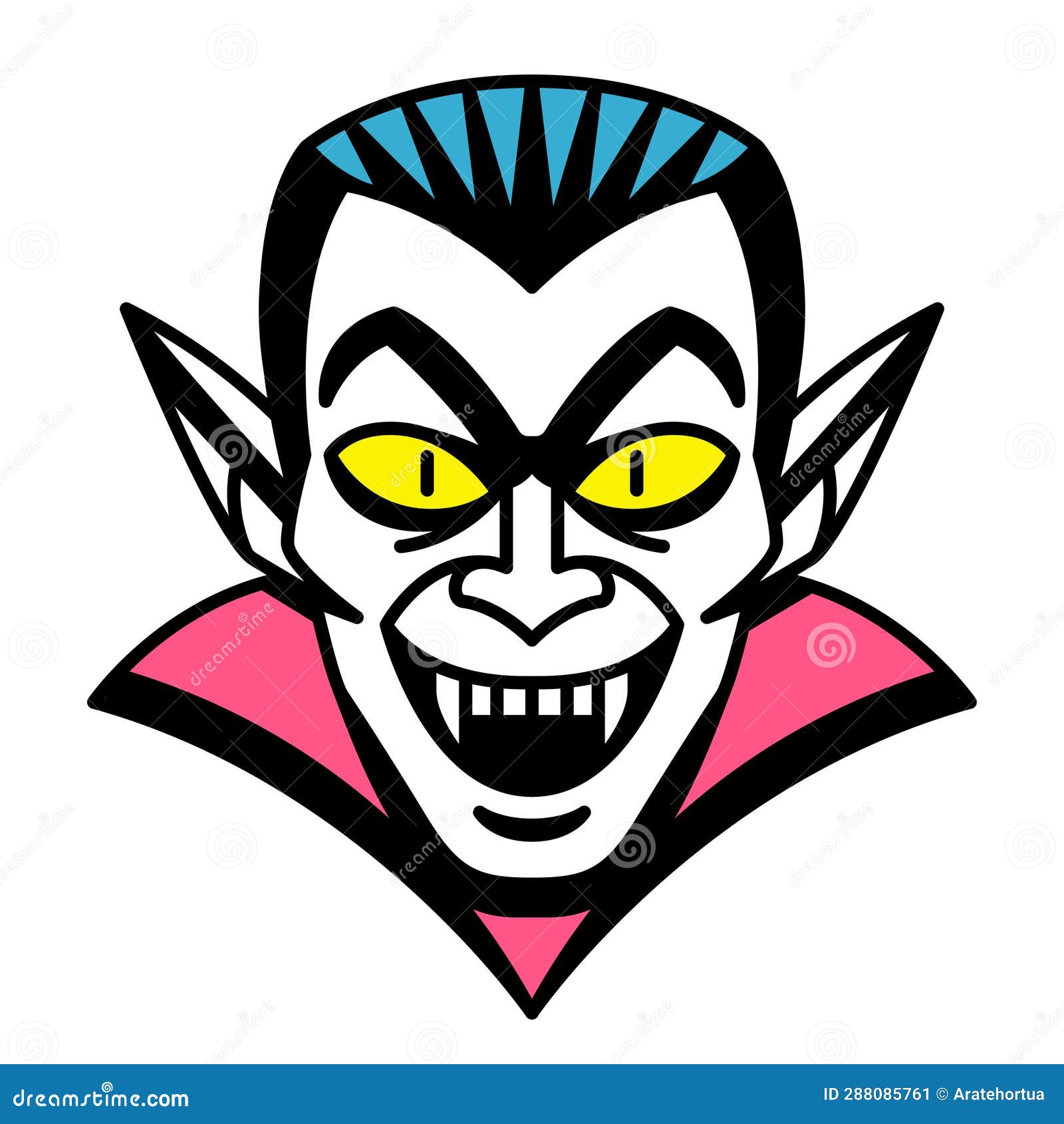 Vector Retro Cartoon Funny Vampire Head Isolated Stock Vector ...