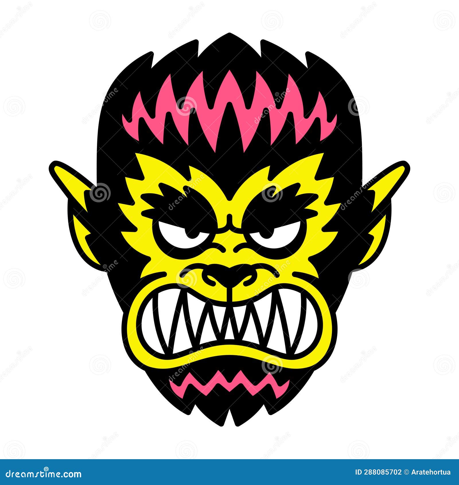 Vector Retro Cartoon Funny Werewolf Head Isolated Stock Vector ...