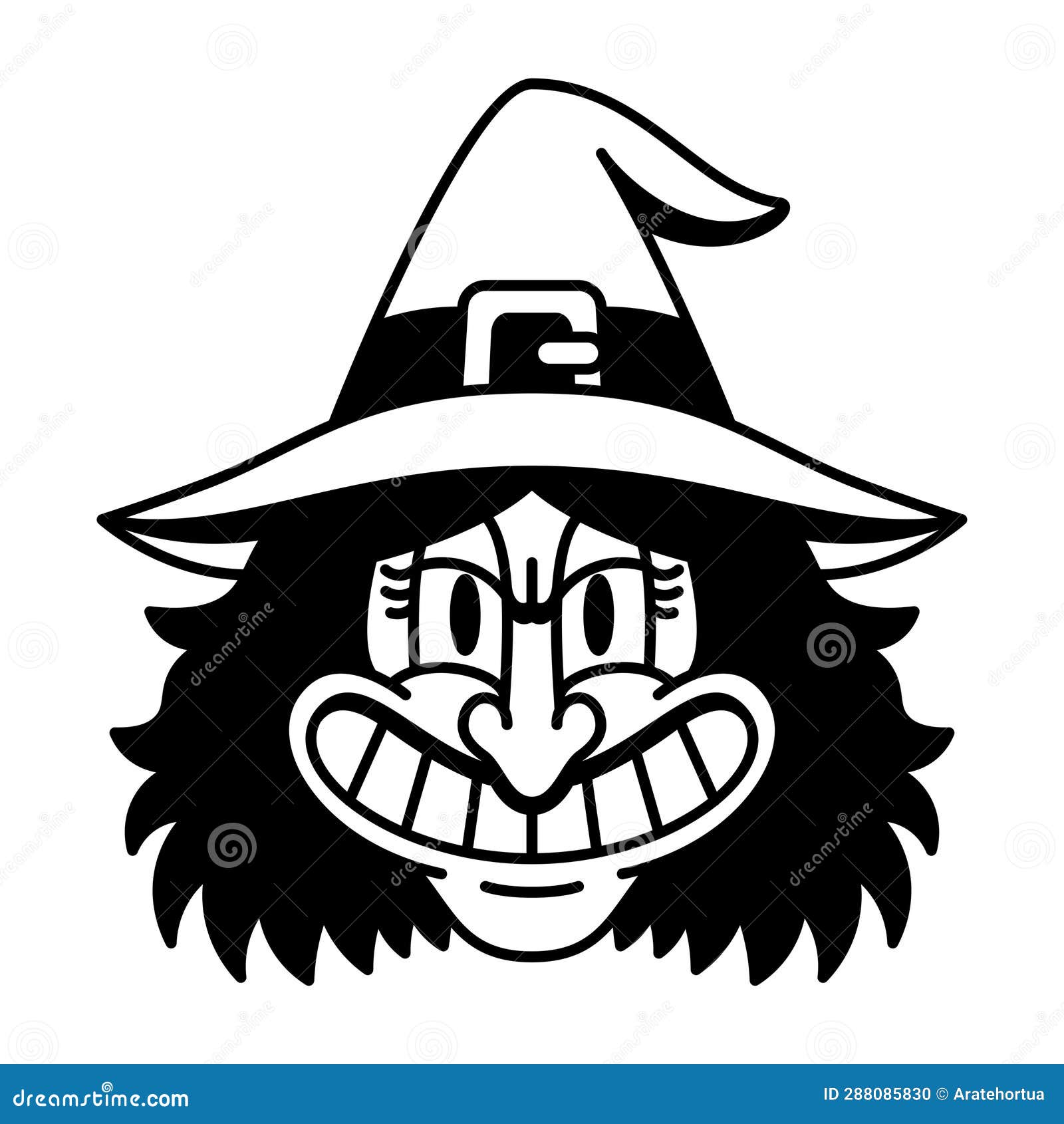 Vector Retro Cartoon Funny Witch Head Isolated Stock Vector ...