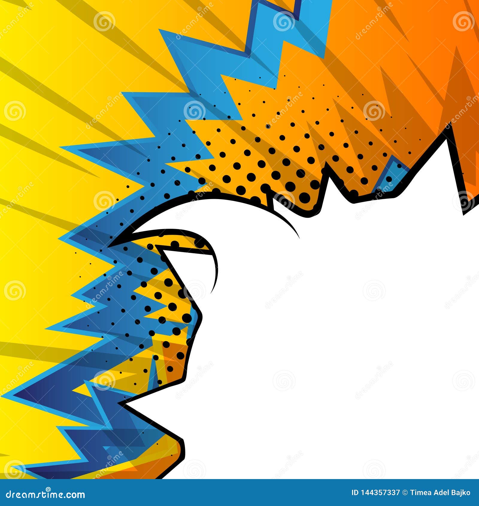 Comic Book Background With Part Of A Big Blank Speech Bubble. Stock ...