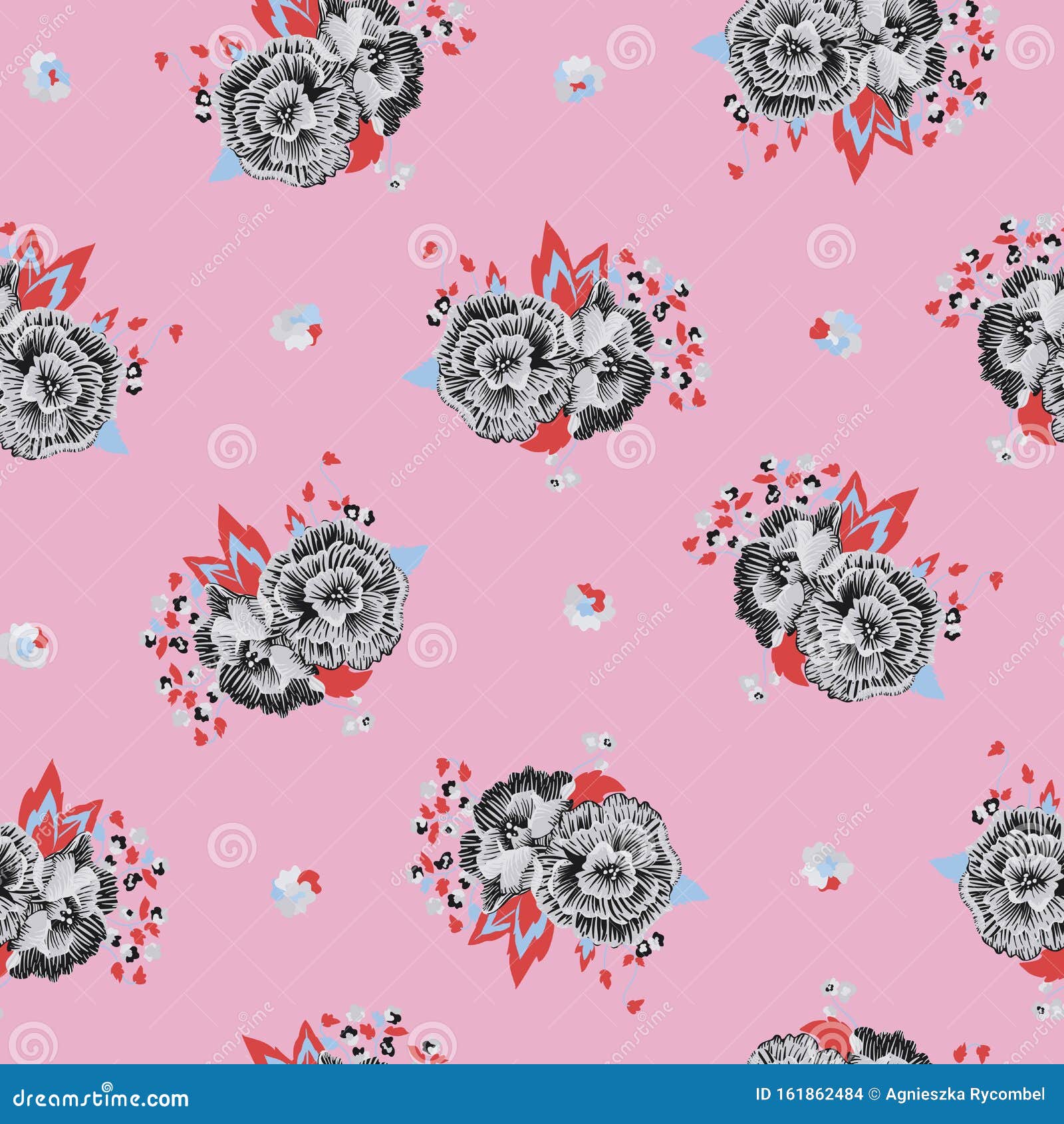 Vector Retro Comics Roses Seamless Pattern Background. Stock Vector ...