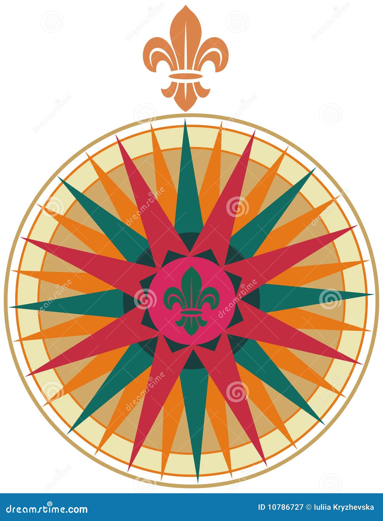 Vector Retro Compass with Fleur-de-lis Stock Vector - Illustration of ...