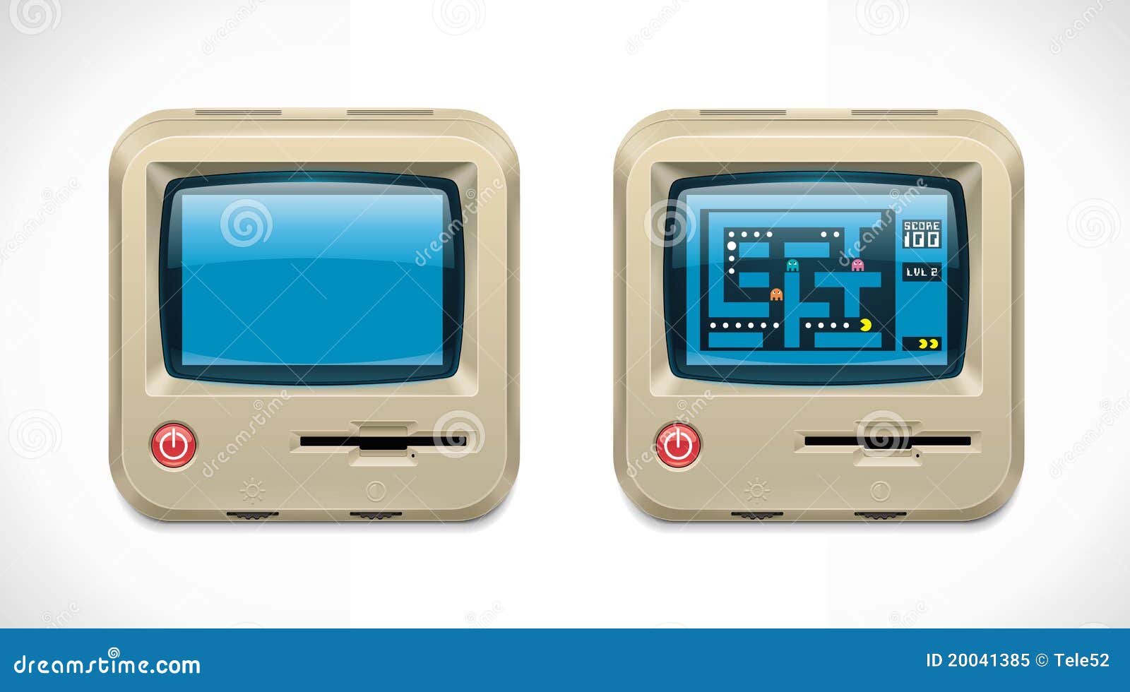 Vector Retro Computer Square XXL Icon Stock Vector - Illustration of ...