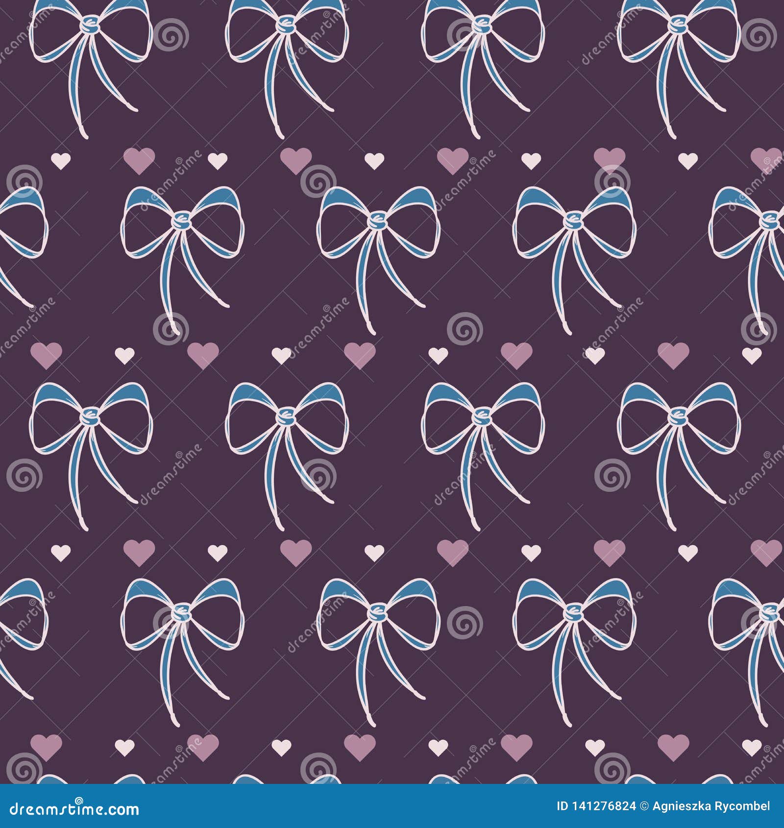 Vector Retro Cute Lace Bows with Hearts Seamless Pattern Background ...