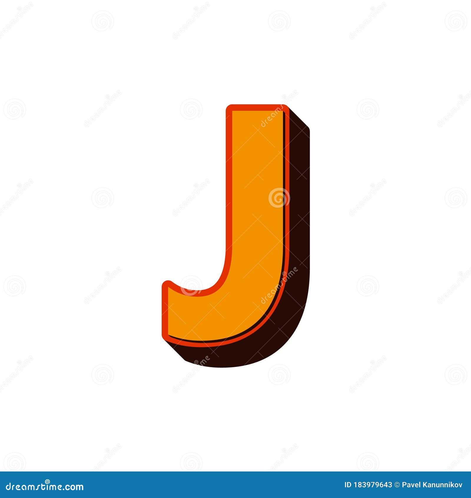 Vector Retro 3D Font with Shadow LETTER J Stock Illustration ...