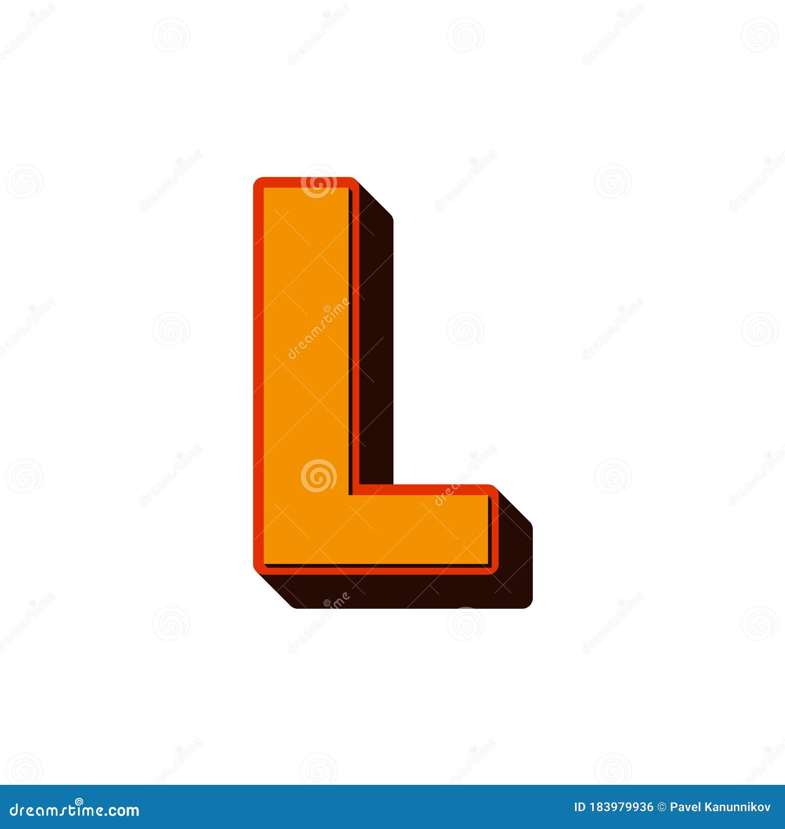 Vector Retro 3D Font with Shadow LETTER L Stock Illustration ...