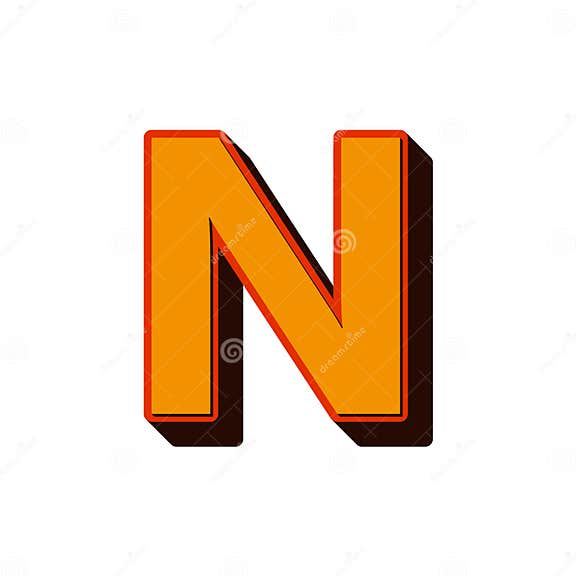 Vector Retro 3D Font with Shadow LETTER N Stock Illustration ...
