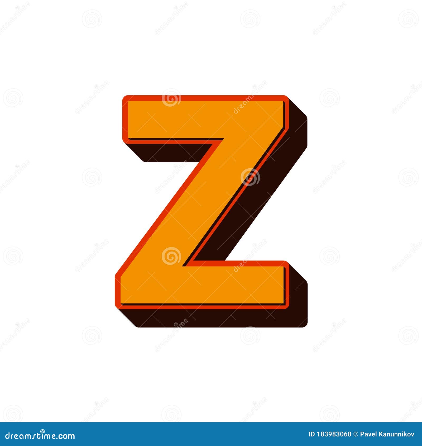 Vector Retro 3D Font with Shadow LETTER Z Stock Illustration ...