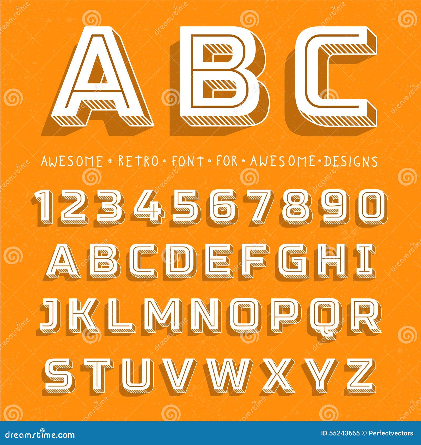 Vector Retro 3D Font with Shadow Stock Vector - Illustration of design ...