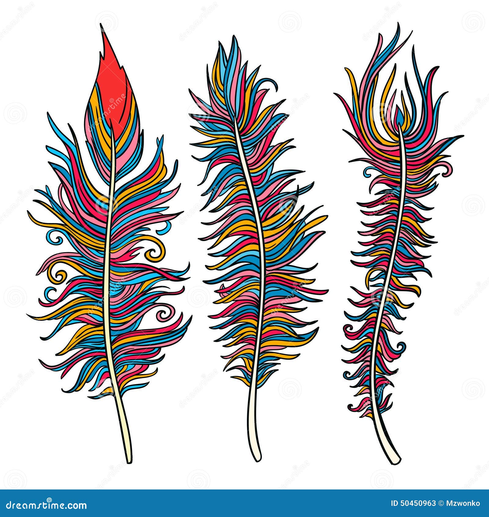 Vector retro feathers stock illustration. Illustration of retro - 50450963