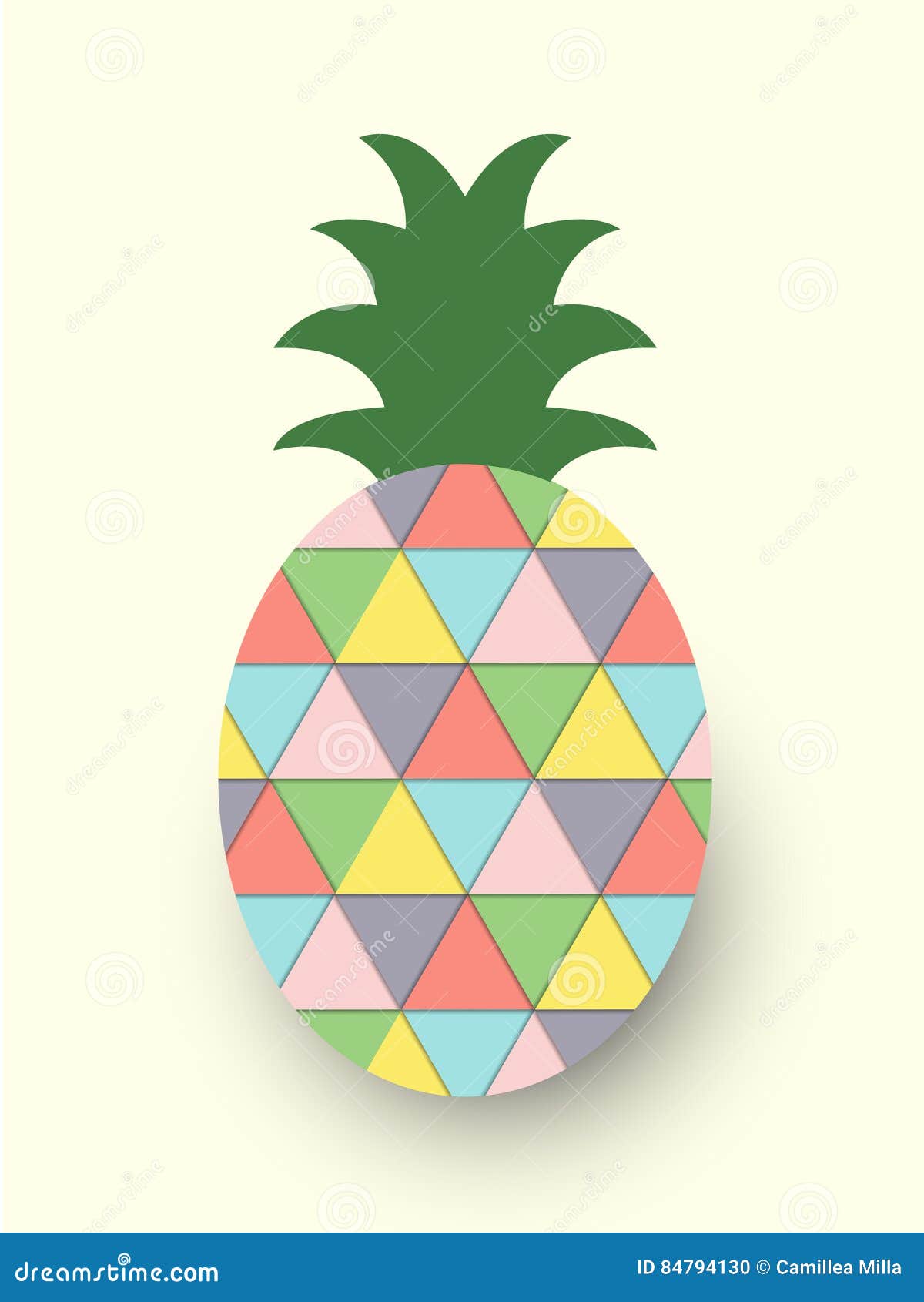 Vector Retro, Flat Design Polygon Pineapple Illustration Stock ...
