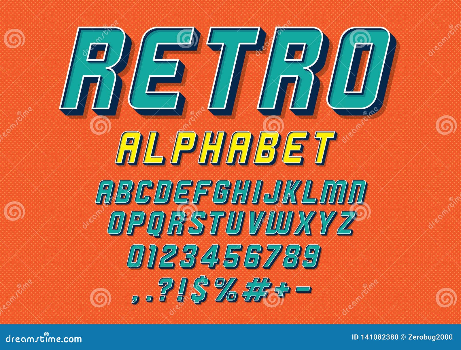 Retro font stock vector. Illustration of typography - 141082380