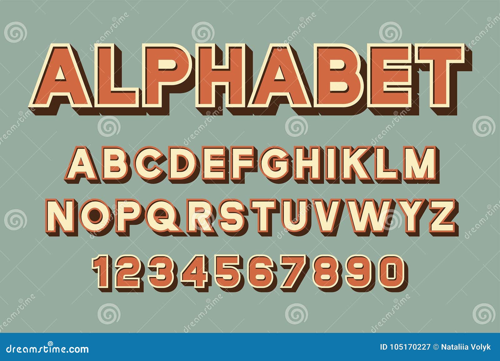Vector of Retro Font and Alphabet Stock Vector - Illustration of ...