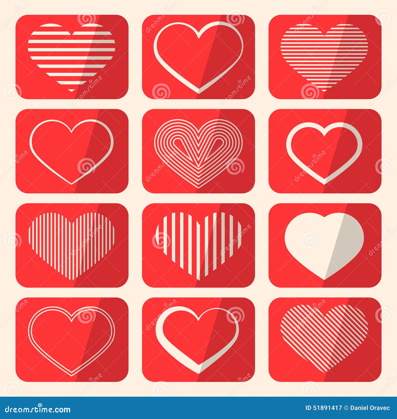 Vector Retro Hearts Set stock vector. Illustration of holiday - 51891417