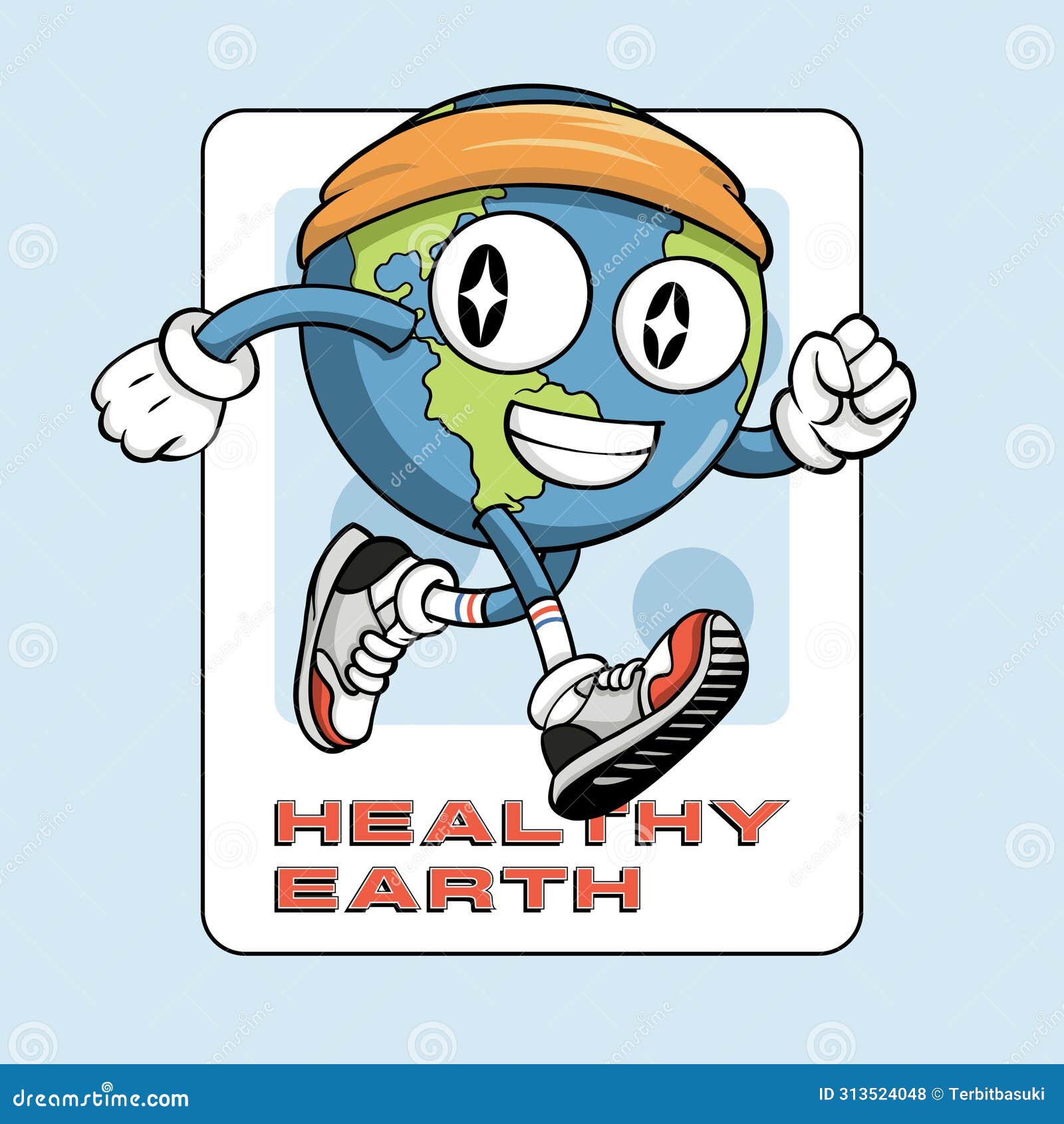 Vector Retro Illustration of Healthy Earth Running Exercise Stock ...