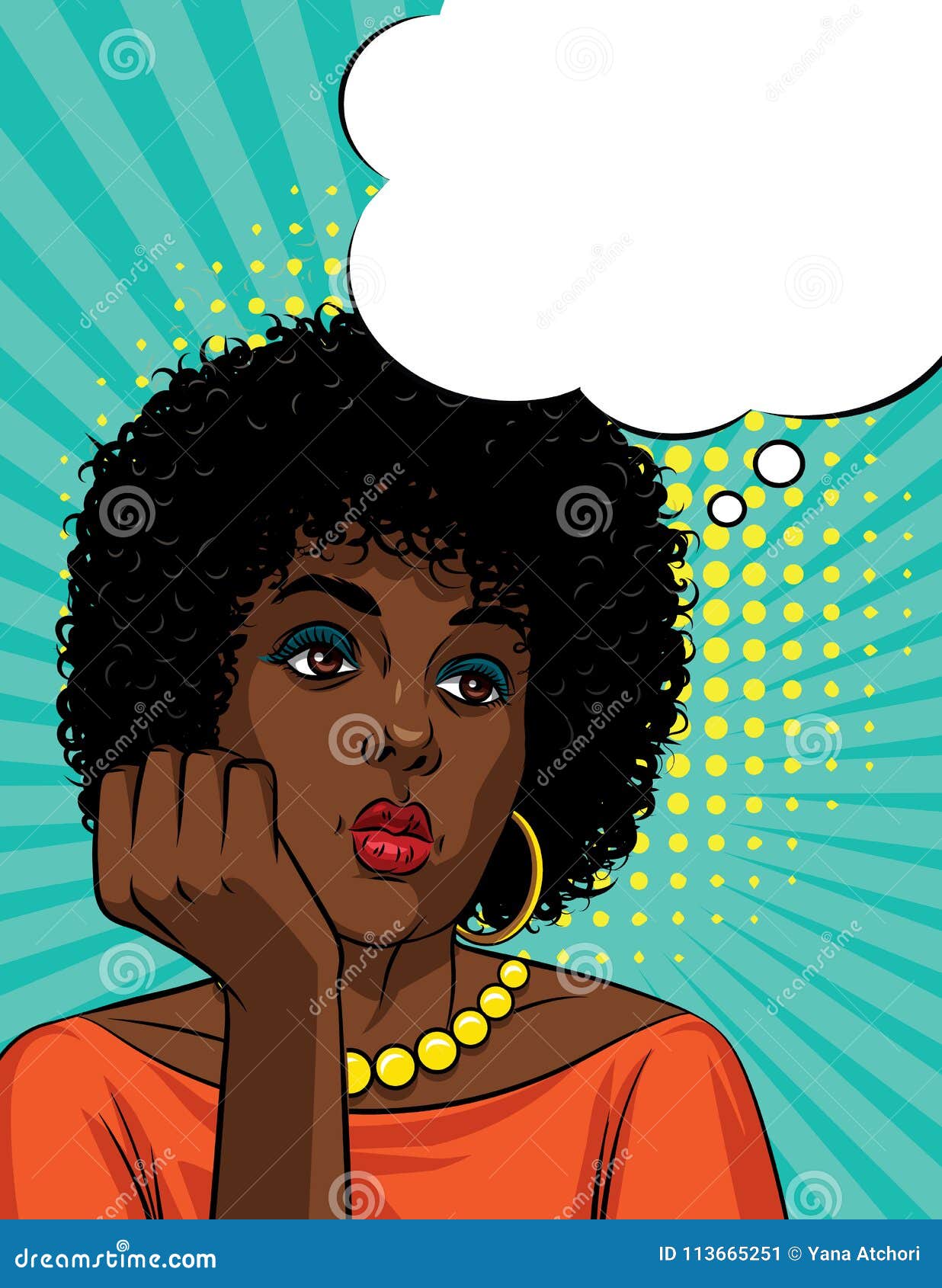 Vector Retro Illustration Pop Art Comic Style Of A Boring Woman`s Face