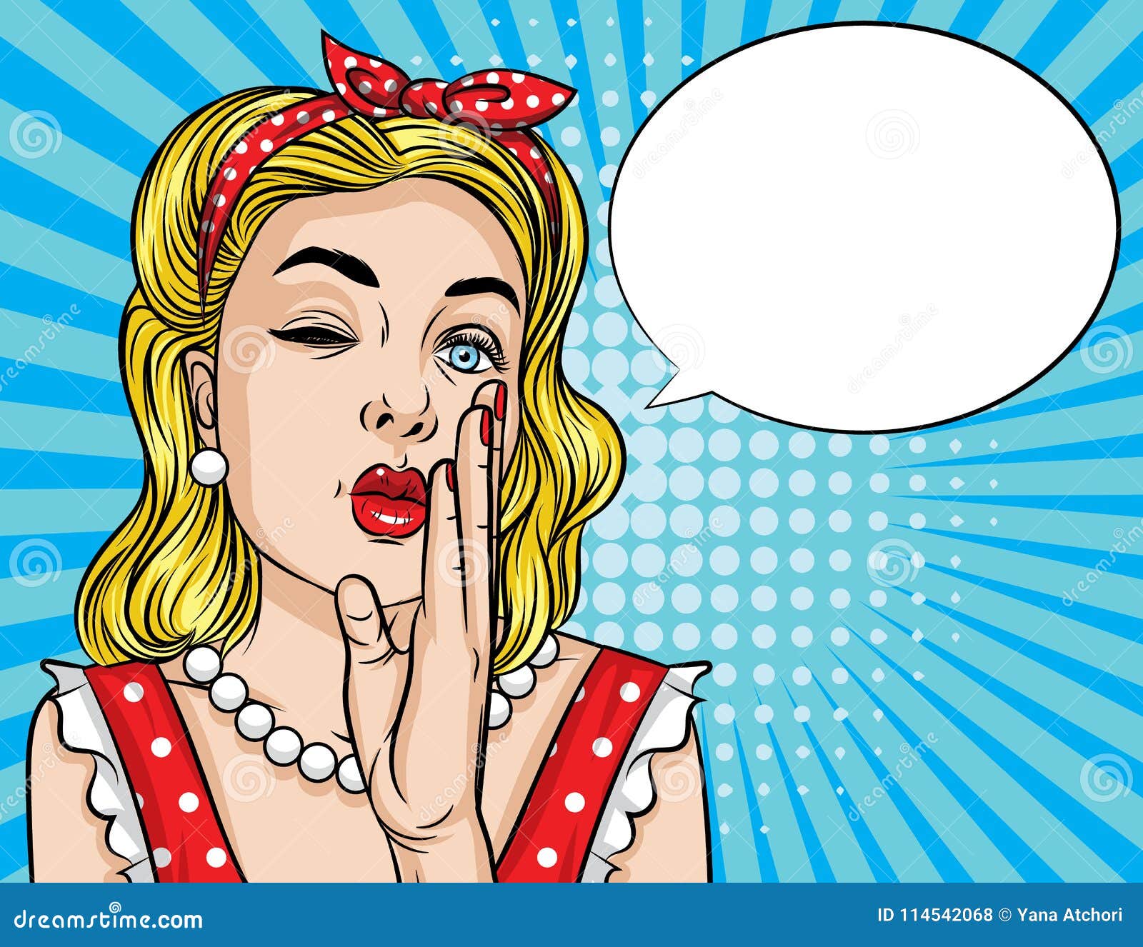 Vector Retro Illustration Of Pop Art Comic Style Emotional Woman Trying