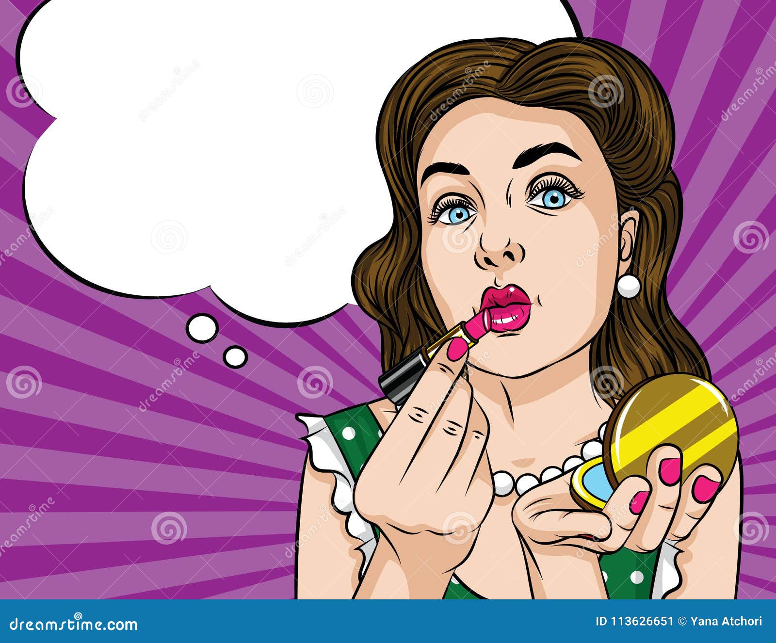 Vector Retro Illustration Pop Art Comic Style Of A Pretty Woman Doing