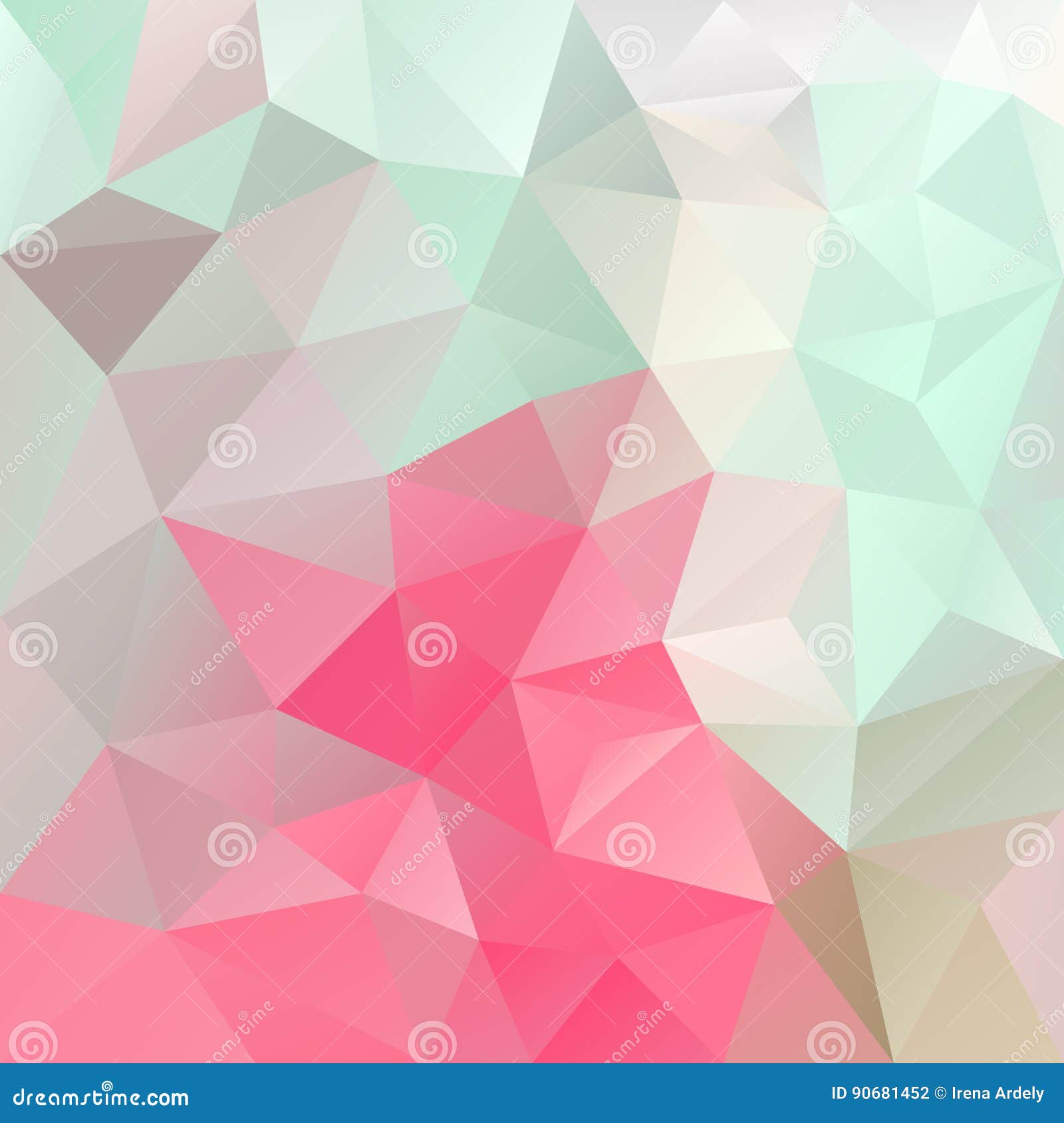 Vector Retro Irregular Polygon Background with a Triangle Pattern in Light Green, Beige and Pink ...