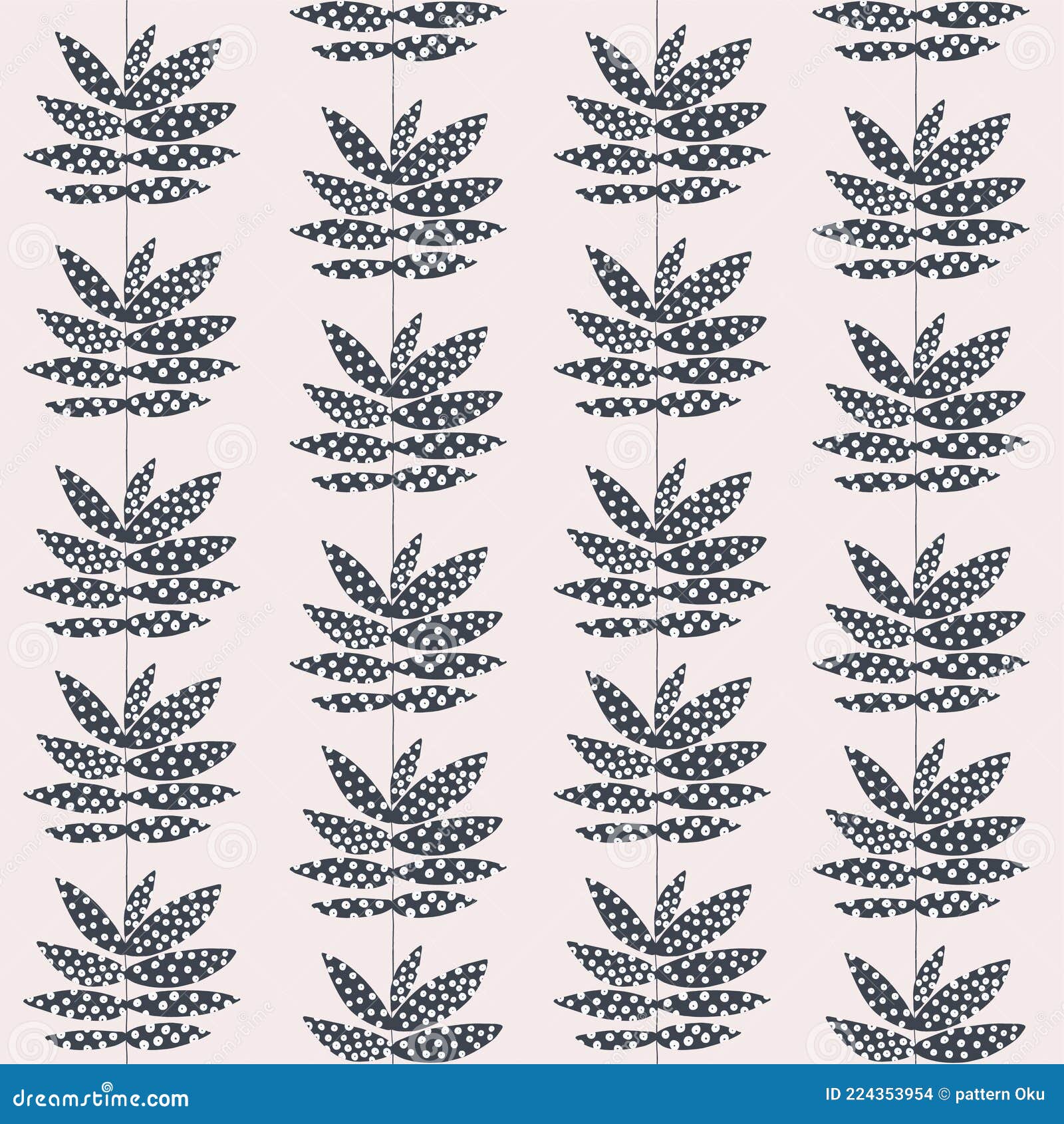 Vector Retro Leaf Illustration Stripe Seamless Repeat Pattern Stock ...
