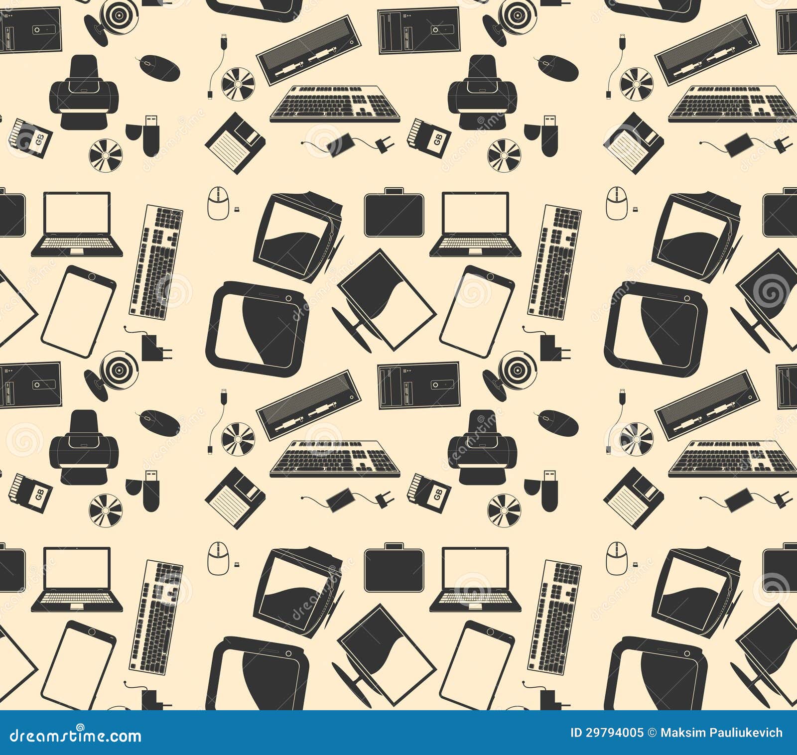 Vector Retro Computer. Background Pattern Stock Vector - Illustration ...