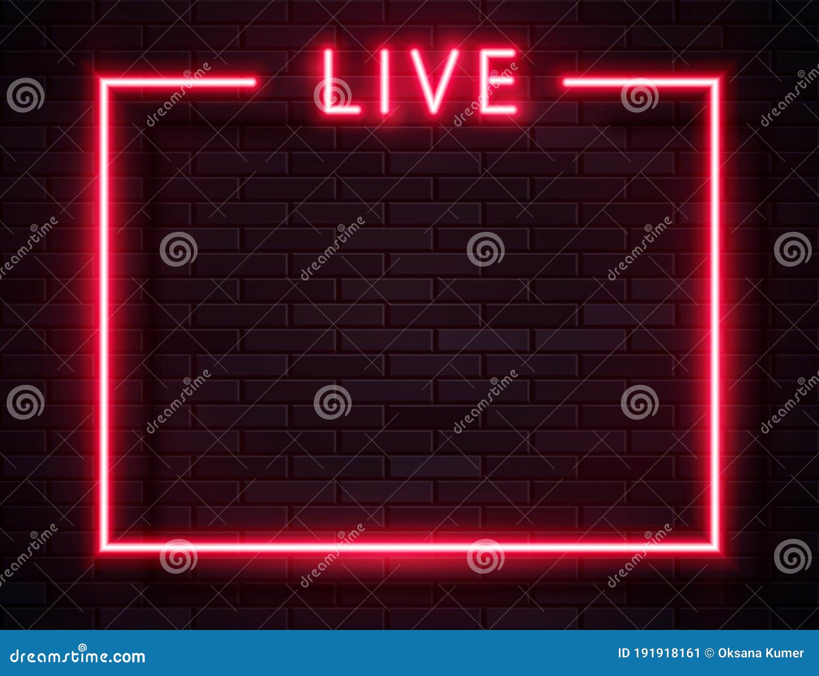 Vector Retro Neon Red Live Frame on Dark Background Stock Vector ...