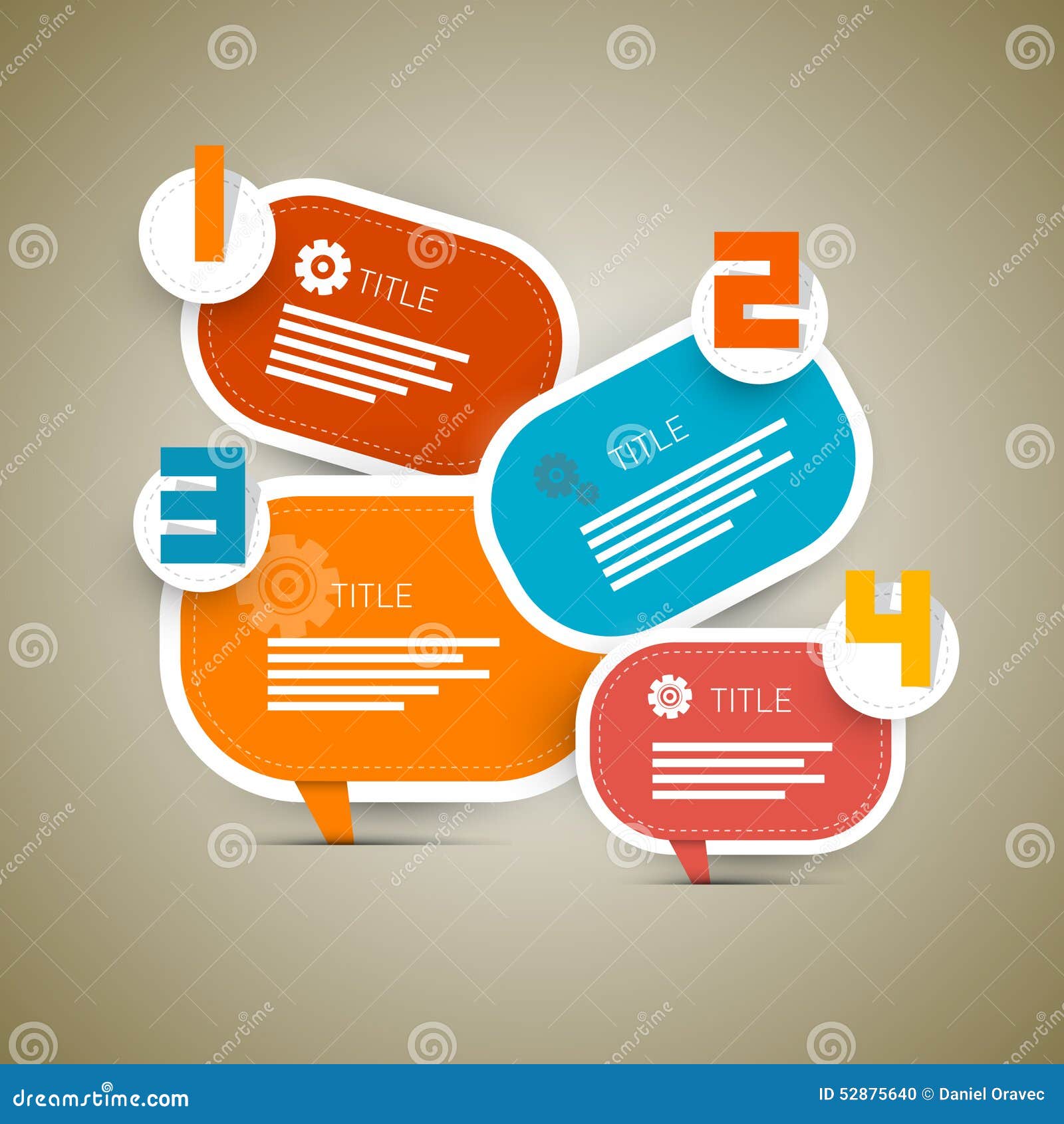 Vector Retro Paper Progress Steps For Tutorial Stock Vector