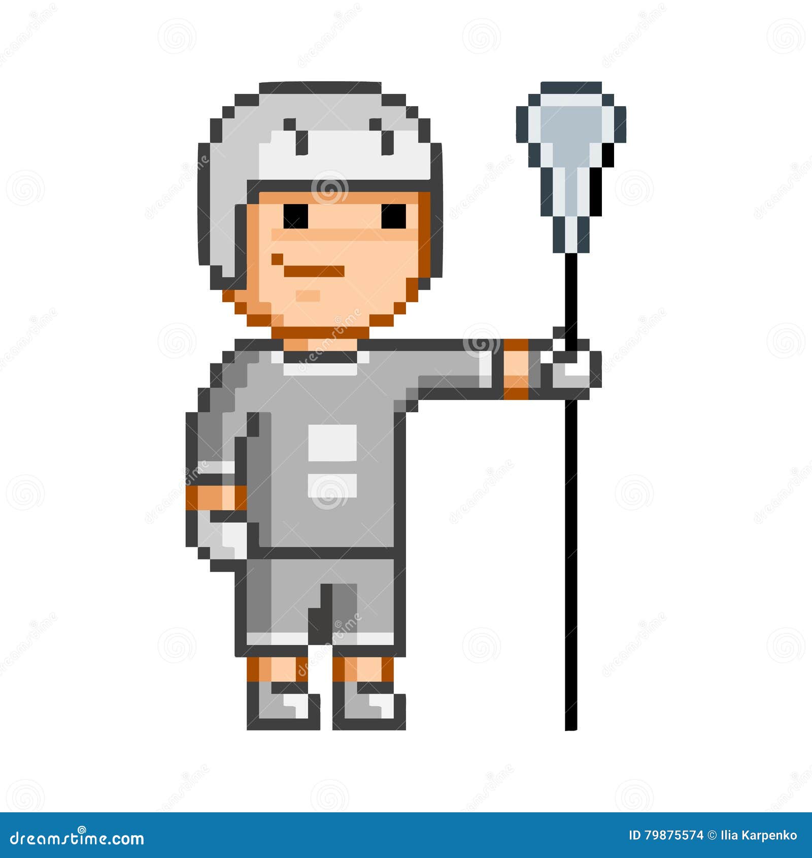 Vector Retro Pixel Art Funny Lacrosse Player Stock Illustration ...