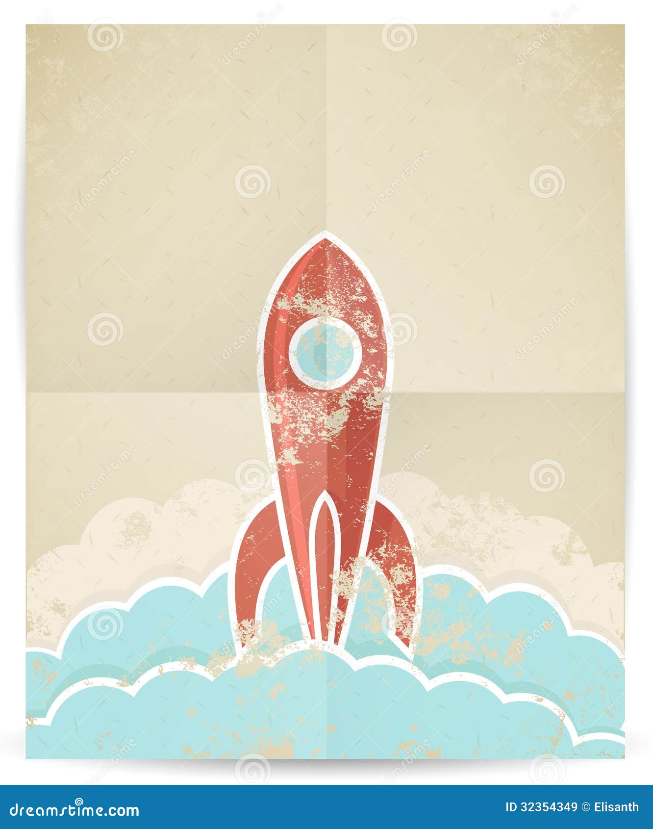 Vector Retro Rocket with Grunge Texture Stock Vector - Illustration of ...