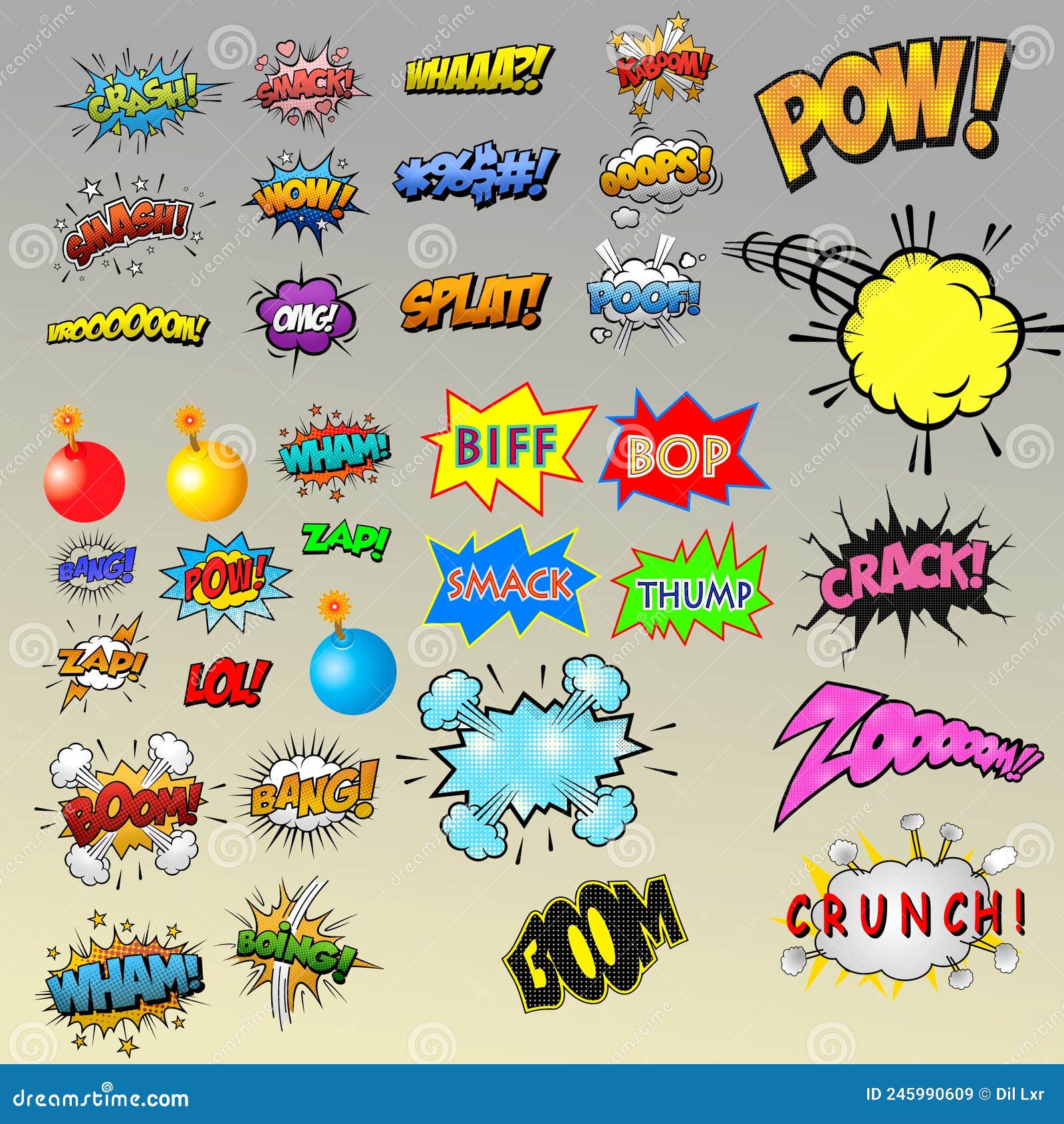 Vector Retro Seamless Pattern with Comic Speech Bubbles, Labels, Logos ...