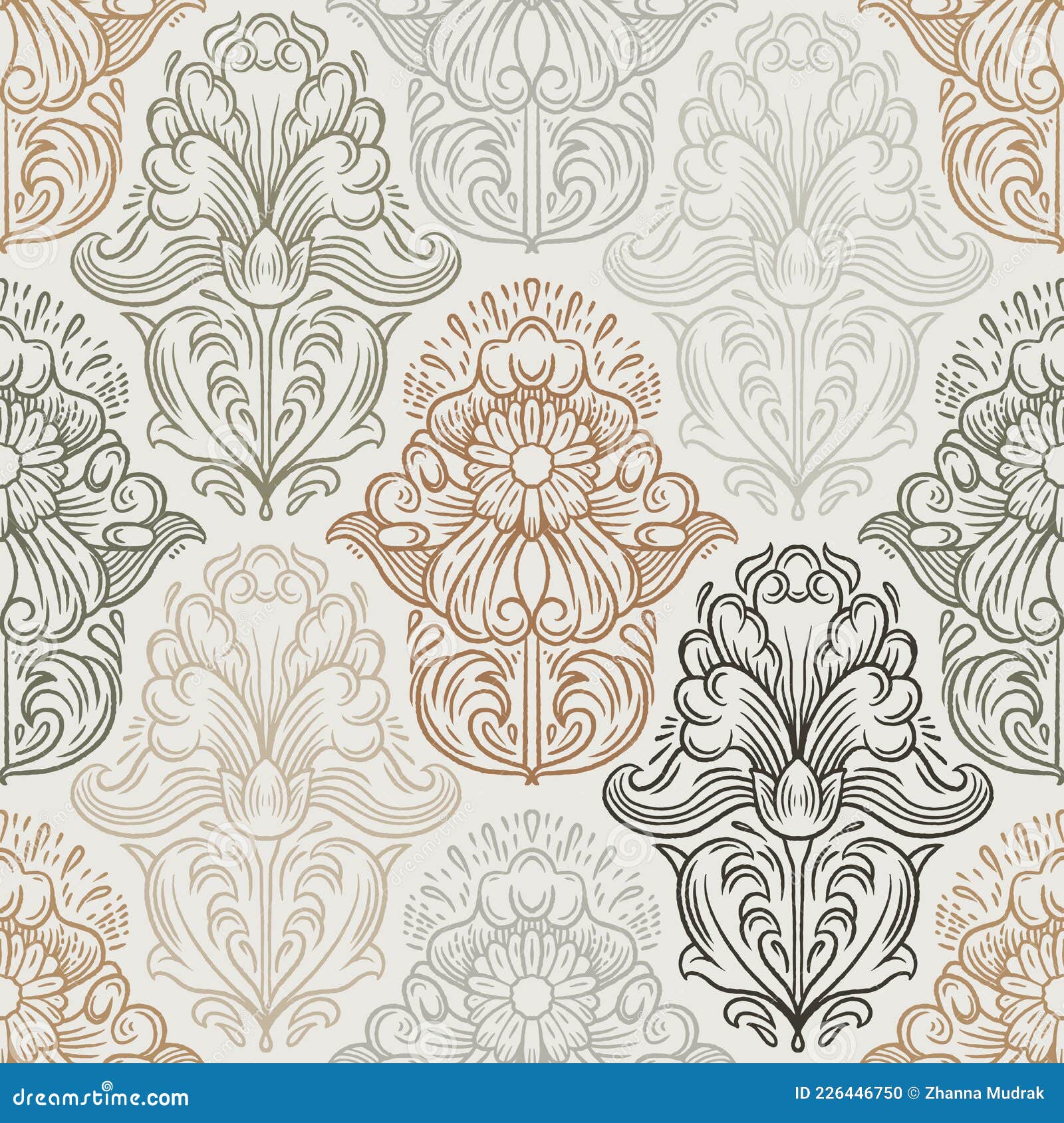 Vector Retro Seamless Pattern Nostalgic Ornament Stock Vector ...