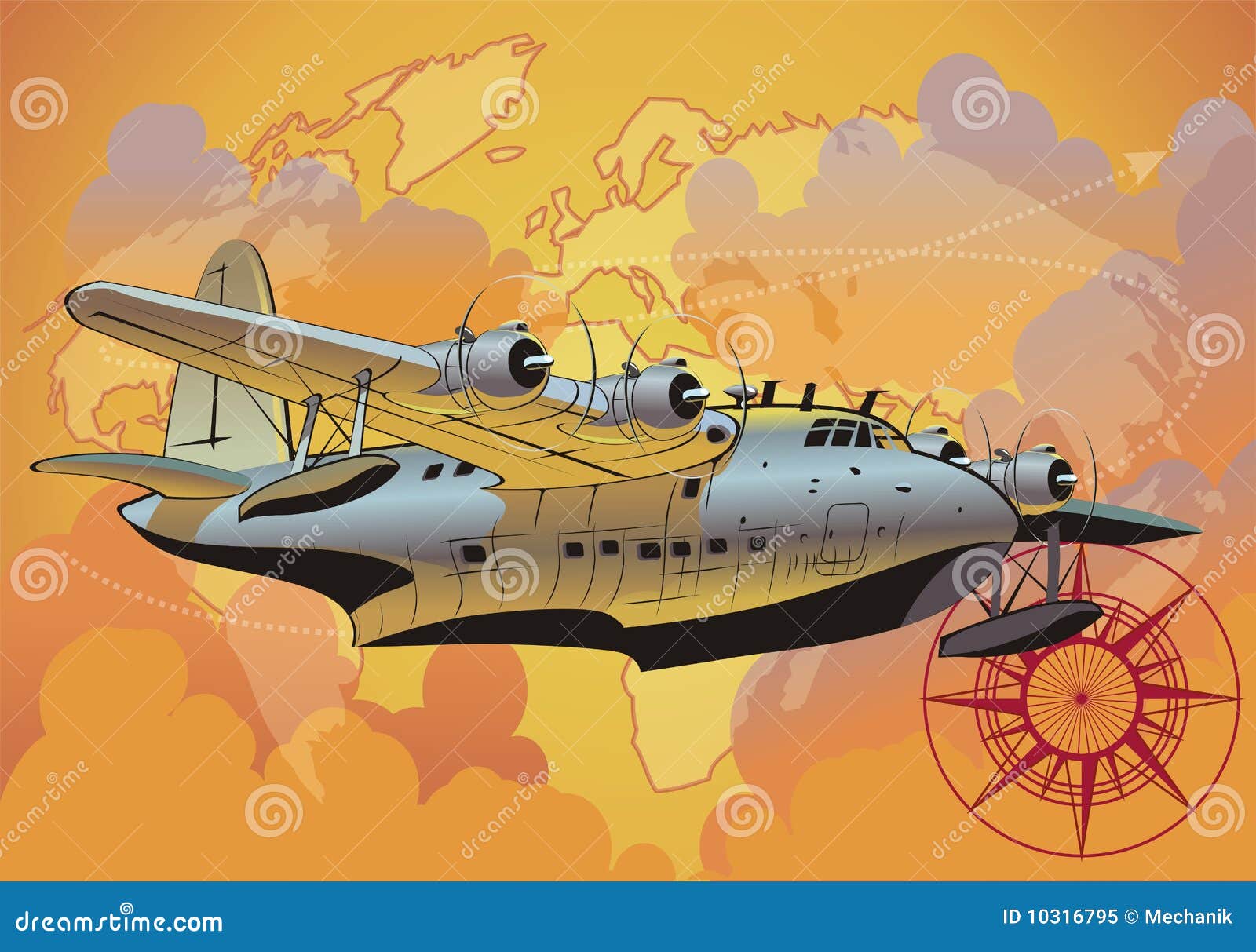 Seaplane Transportation Cartoon Character Perspective View Vector ...