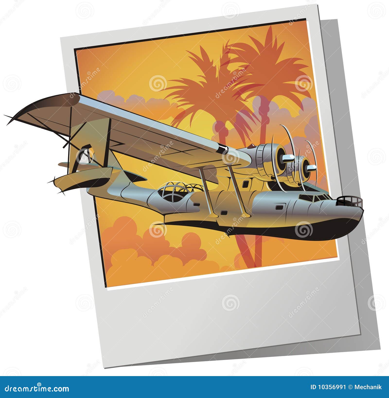 Seaplane Transportation Cartoon Character Perspective View Vector ...