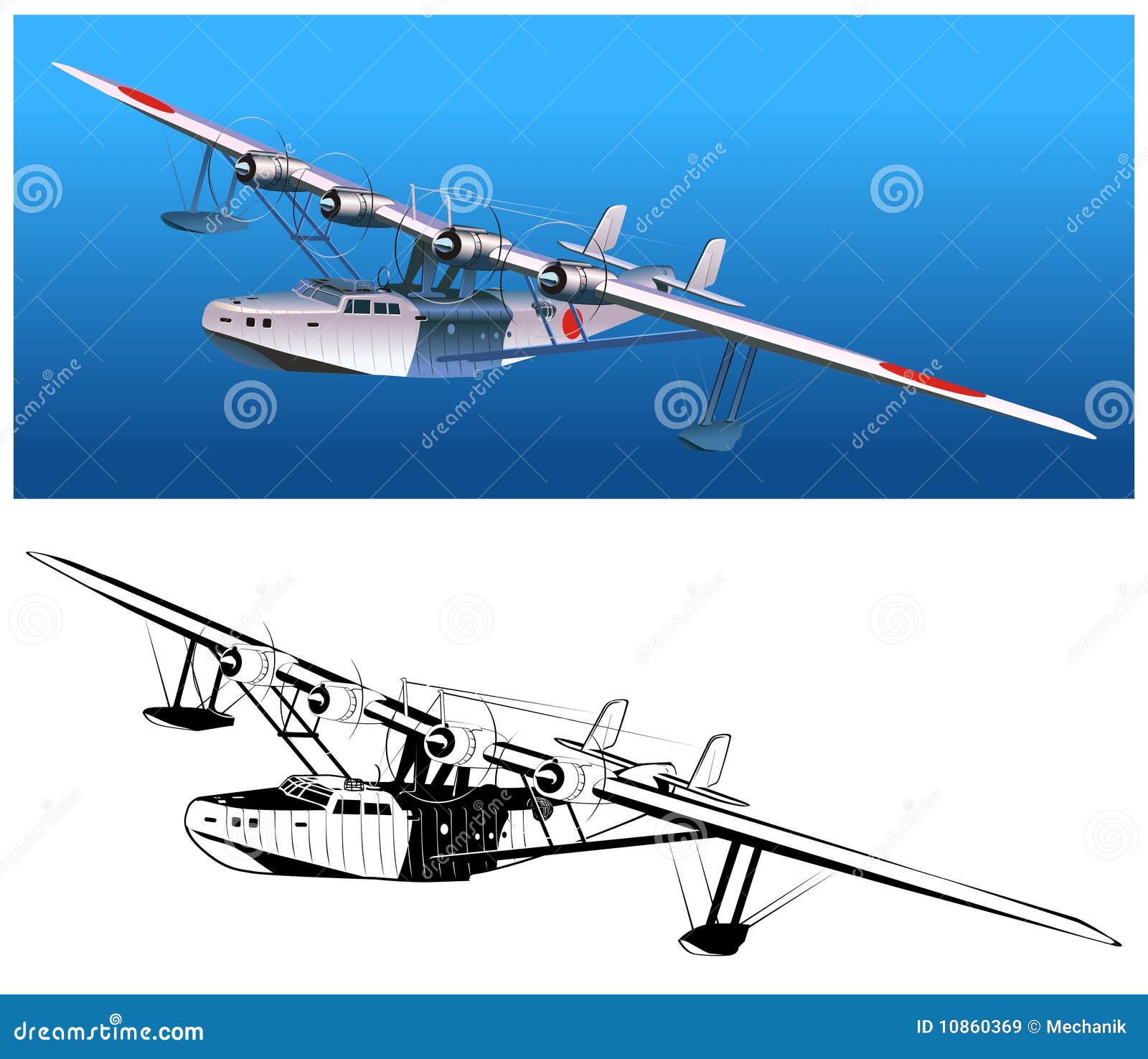 Vector retro seaplane stock vector. Illustration of hydroplane - 10860369