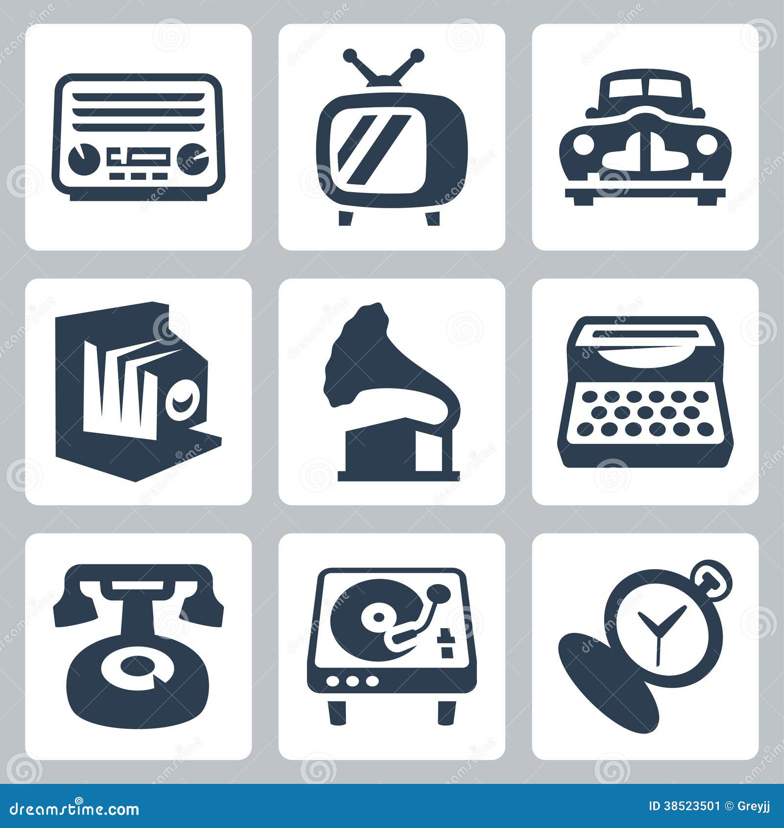 Vector Retro Technology Icons Set #1 Stock Vector - Illustration of ...