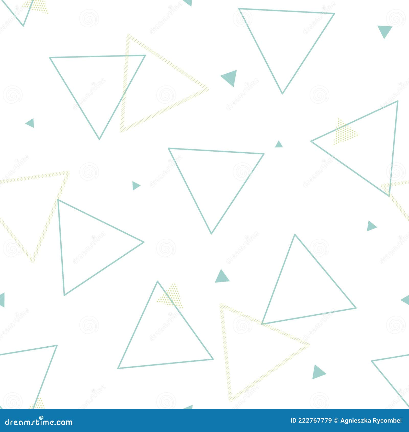 Vector Retro Turquoise Triangle Shapes on White Seamless Pattern ...