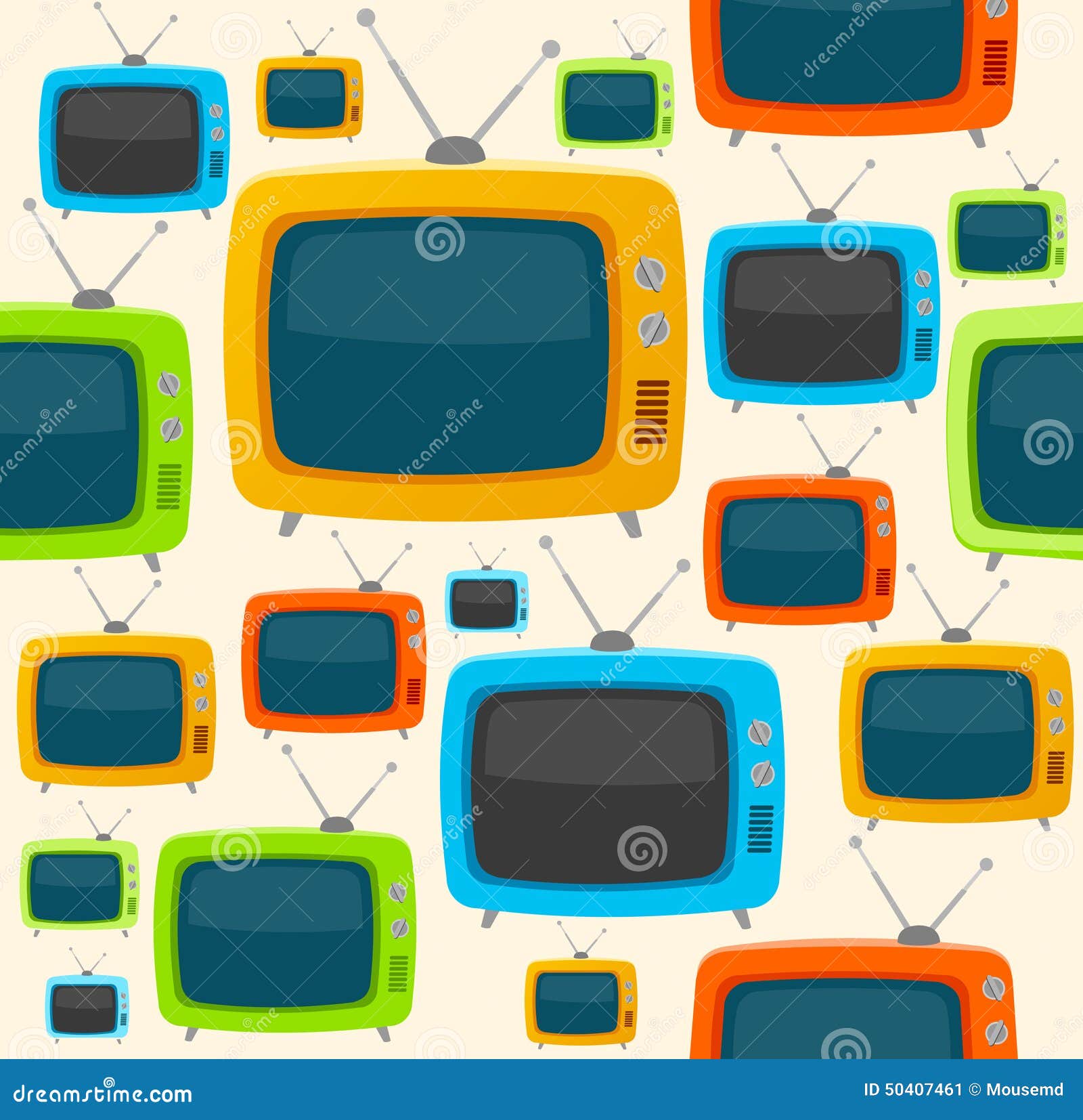 Vector Retro Tv Seamless Pattern. Flat Design Stock Vector ...