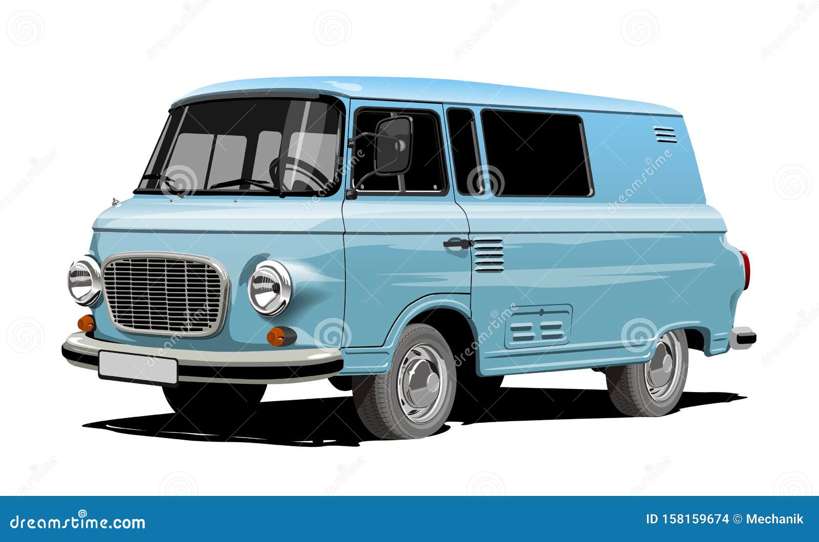 Vector retro van stock vector. Illustration of road - 158159674