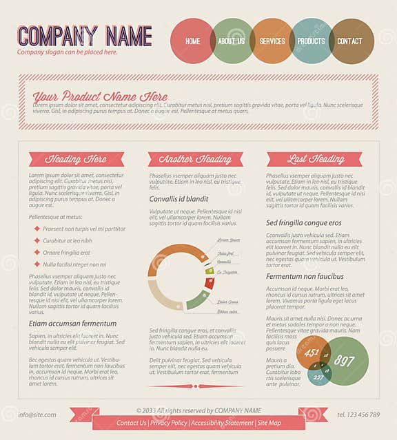 Vector Retro Vintage Web Page Template Stock Vector - Illustration of ...