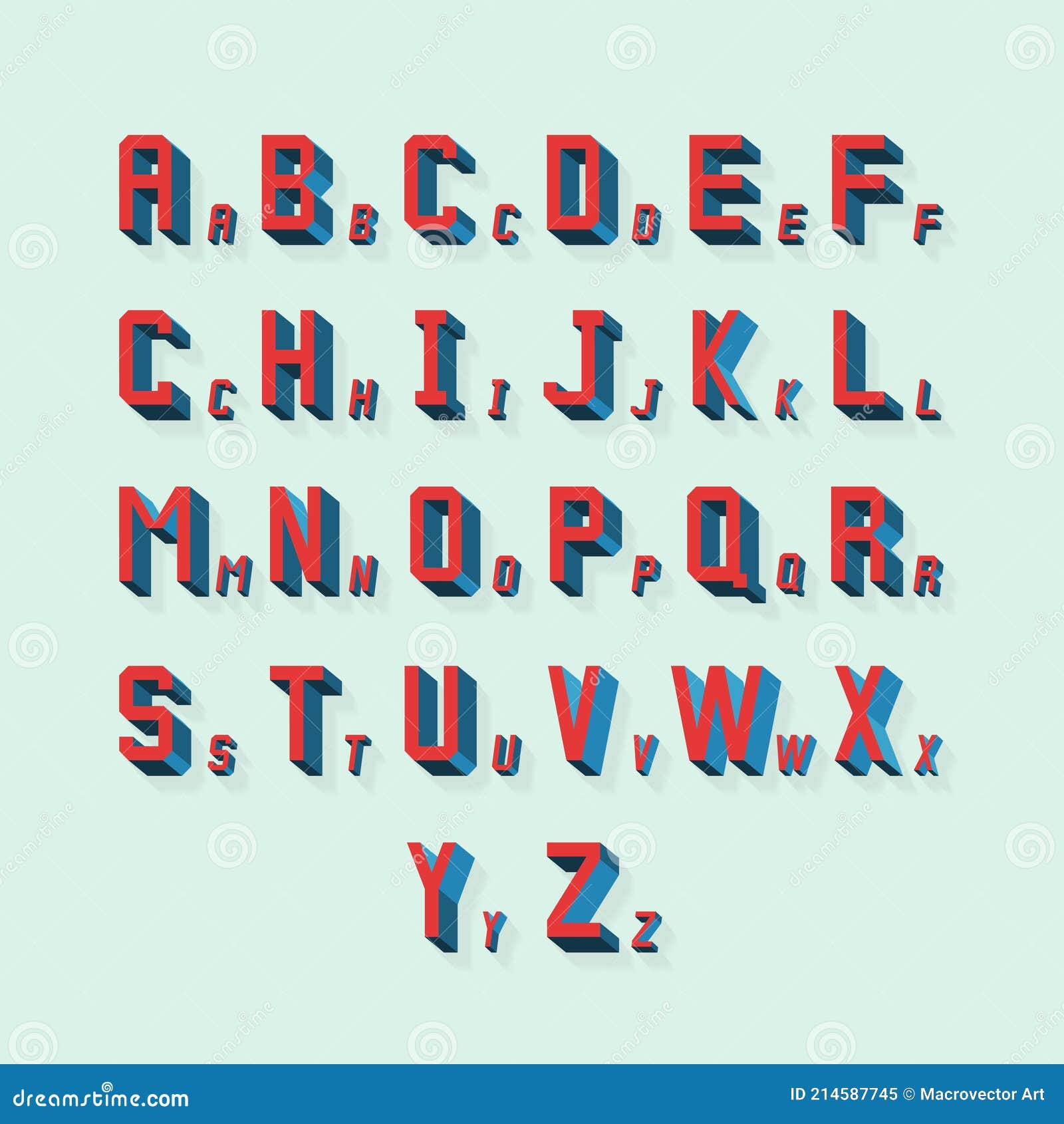 Vector Retro Volumetric 3d Alphabet Stock Vector - Illustration of ...