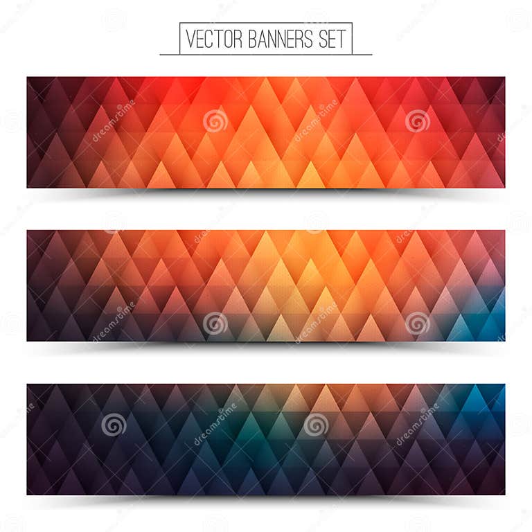 Vector Retro Web Banners Set Stock Vector - Illustration of line ...