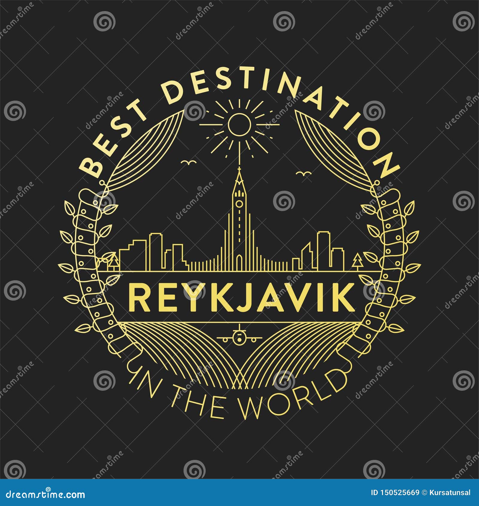 Reykjavik City Skyline Silhouette Vector Logo Illustration ...