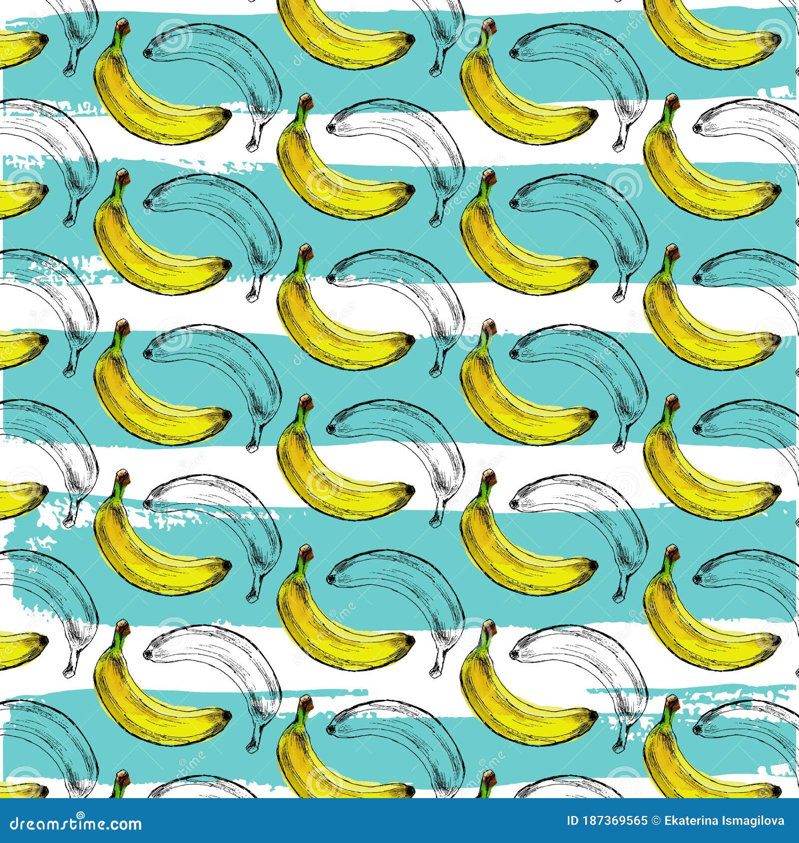 Vector RGB Seamless Banana Pattern. Background is on a Separate Layer ...
