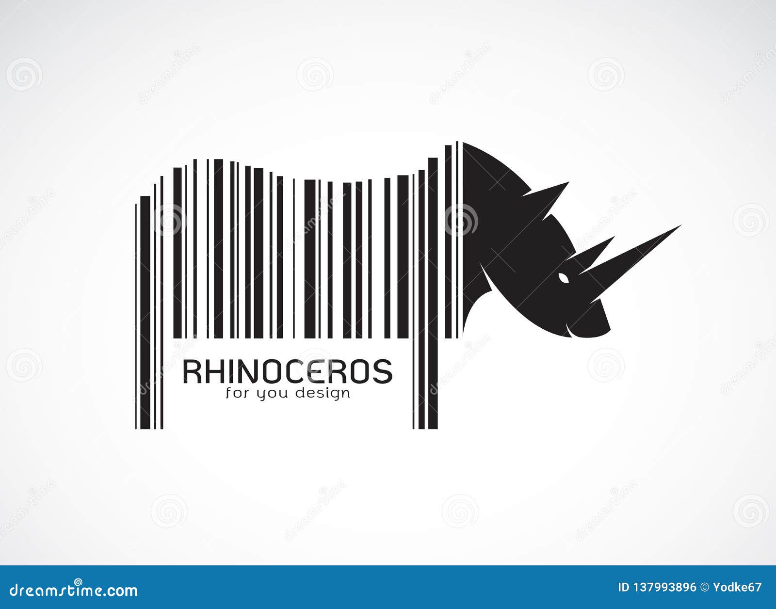 Vector of Rhinoceros on the Body is a Barcode. Wild Animals. Rhino ...