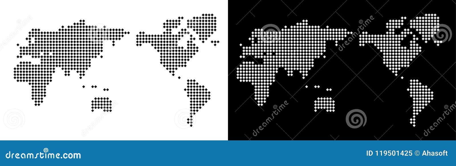 Pixel World Map stock vector. Illustration of continent - 119501425